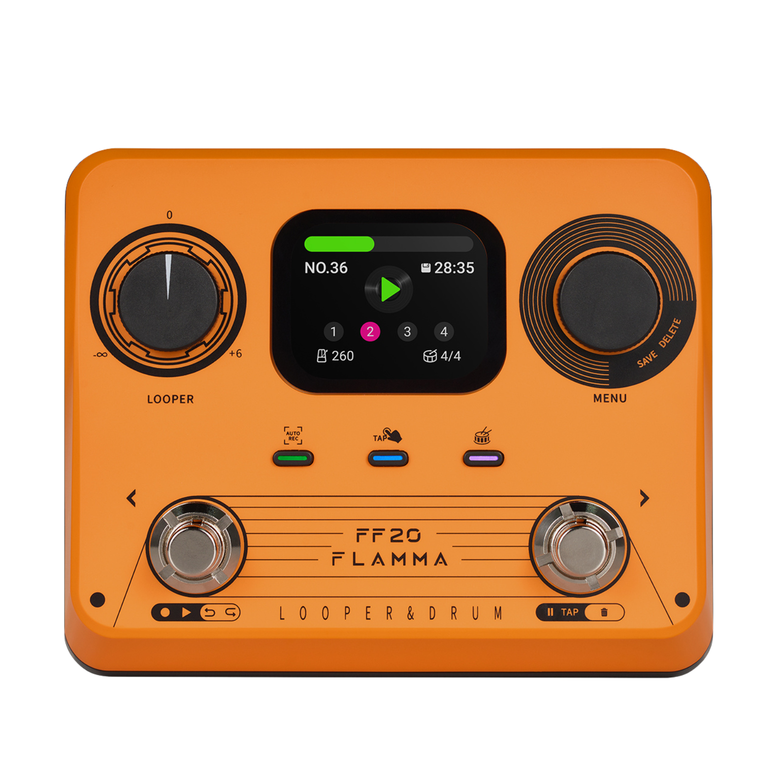 FLAMMA FF20 Stereo Dual Footswitch Looper Drum Machine Pedal – Flamma ...