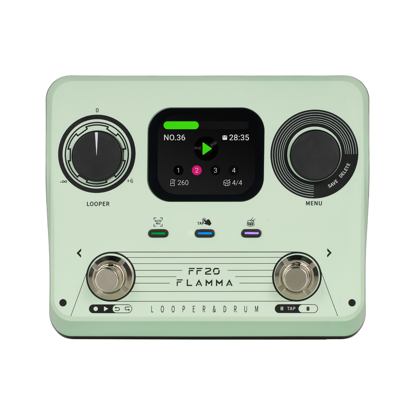 FLAMMA FF20 Stereo Dual Footswitch Looper Drum Machine Pedal – Flamma ...